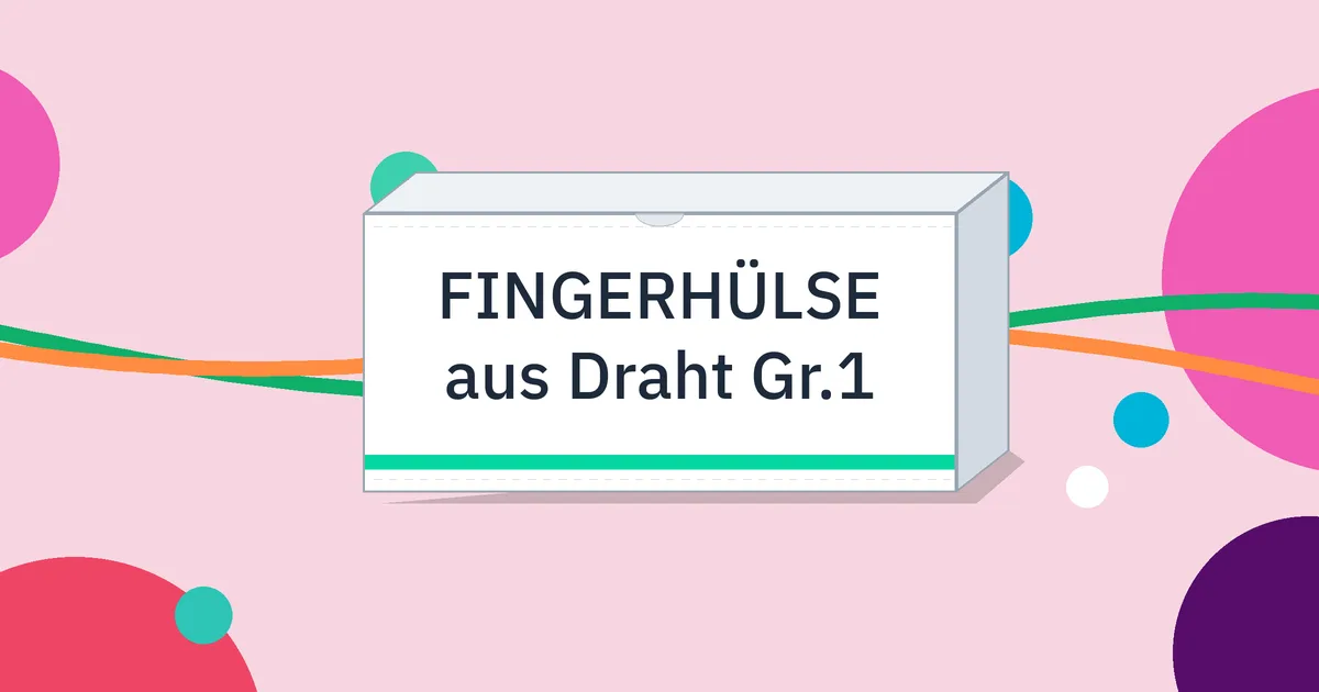 Symbolbild: Packung mit der Aufschrift FINGERHÜLSE aus Draht Gr.1 (PZN 07005354) – Verfügbarkeit und Bezug in Apotheken in Frankfurt am Main