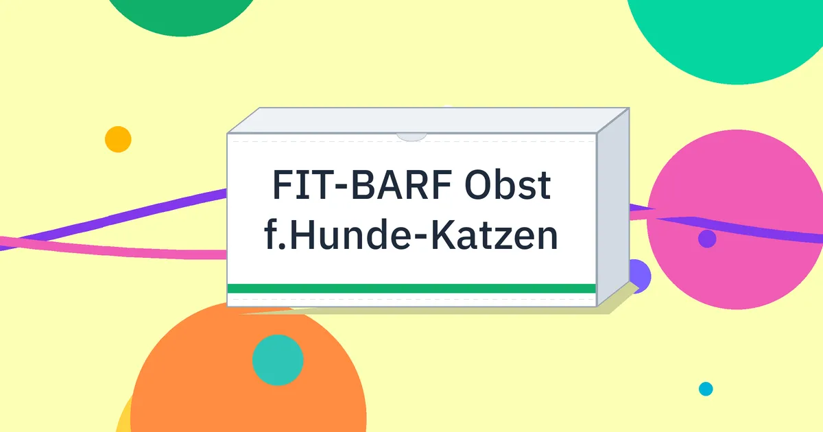 Symbolbild: Packung mit der Aufschrift FIT-BARF Obst f.Hunde-Katzen (PZN 12474246) – Verfügbarkeit und Bezug in Apotheken in Frankfurt am Main