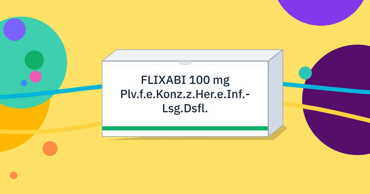Symbolbild: Packung mit der Aufschrift FLIXABI 100 mg Plv.f.e.Konz.z.Her.e.Inf.-Lsg.Dsfl. (PZN 11655951) – Verfügbarkeit und Bezug in Apotheken in Frankfurt am Main