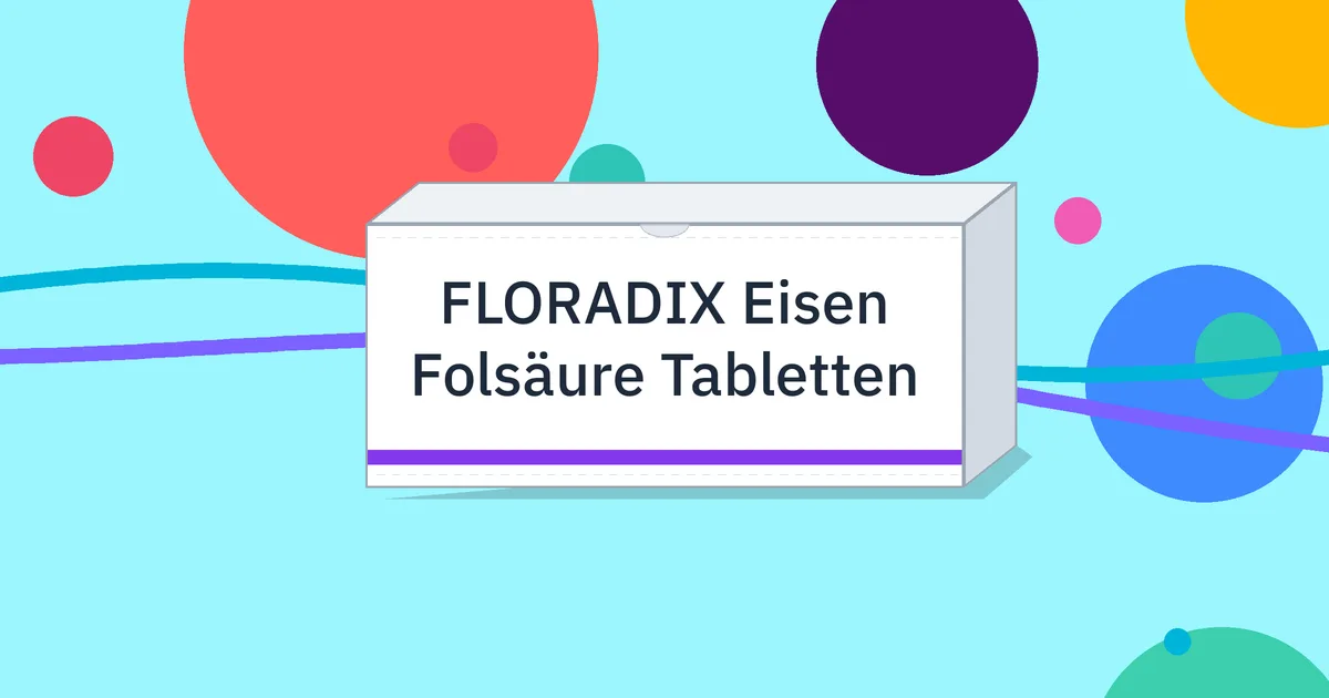 Symbolbild: Packung mit der Aufschrift FLORADIX Eisen Folsäure Tabletten (PZN 17617555) – Verfügbarkeit und Bezug in Apotheken in Frankfurt am Main