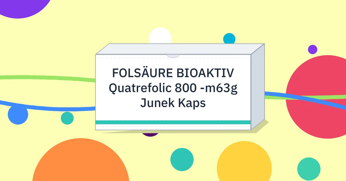 Symbolbild: Packung mit der Aufschrift FOLSÄURE BIOAKTIV Quatrefolic 800 -m63g Junek Kaps (PZN 18310994) – Verfügbarkeit und Bezug in Apotheken in Frankfurt am Main