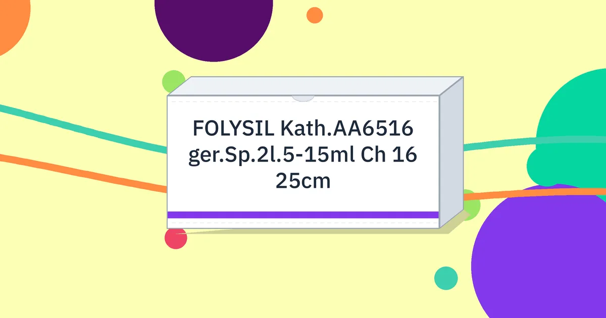 Symbolbild: Packung mit der Aufschrift FOLYSIL Kath.AA6516 ger.Sp.2l.5-15ml Ch 16 25cm (PZN 00151791) – Verfügbarkeit und Bezug in Apotheken in Frankfurt am Main