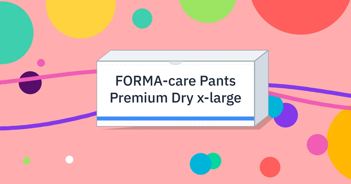 Symbolbild: Packung mit der Aufschrift FORMA-care Pants Premium Dry x-large (PZN 18355991) – Verfügbarkeit und Bezug in Apotheken in Frankfurt am Main