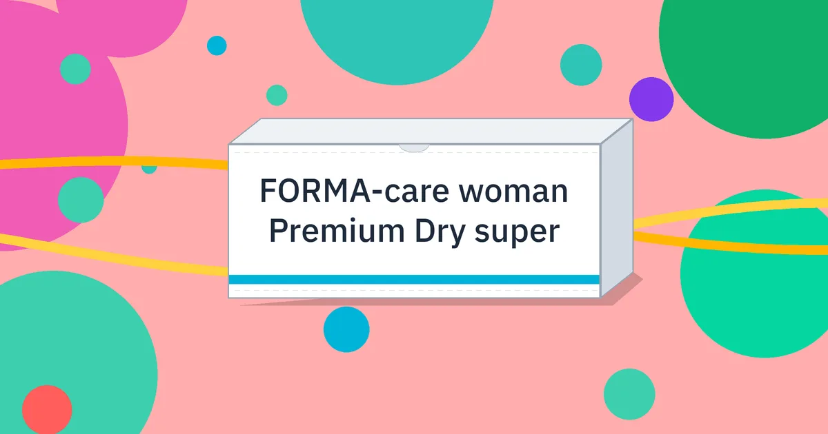 Symbolbild: Packung mit der Aufschrift FORMA-care woman Premium Dry super (PZN 15785018) – Verfügbarkeit und Bezug in Apotheken in Frankfurt am Main