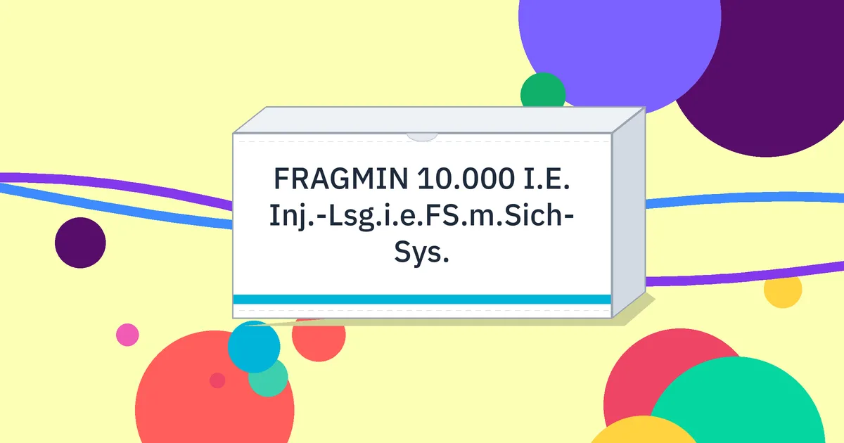 Symbolbild: Packung mit der Aufschrift FRAGMIN 10.000 I.E. Inj.-Lsg.i.e.FS.m.Sich-Sys. (PZN 07531893) – Verfügbarkeit und Bezug in Apotheken in Frankfurt am Main