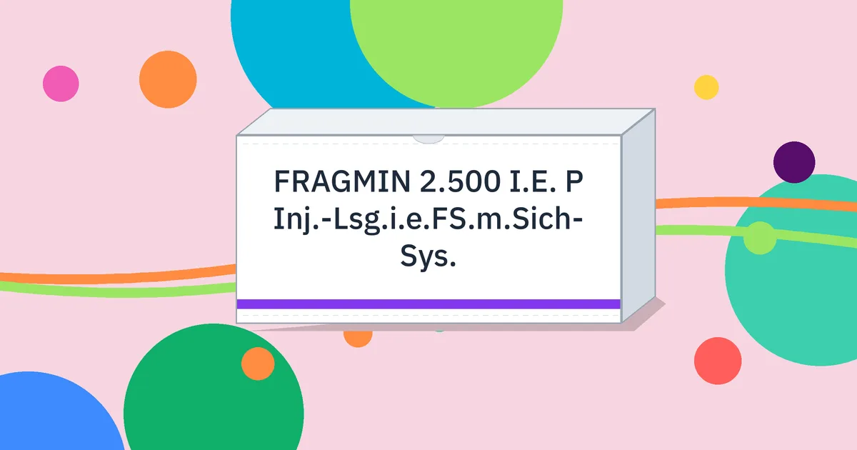 Symbolbild: Packung mit der Aufschrift FRAGMIN 2.500 I.E. P Inj.-Lsg.i.e.FS.m.Sich-Sys. (PZN 09714907) – Verfügbarkeit und Bezug in Apotheken in Frankfurt am Main