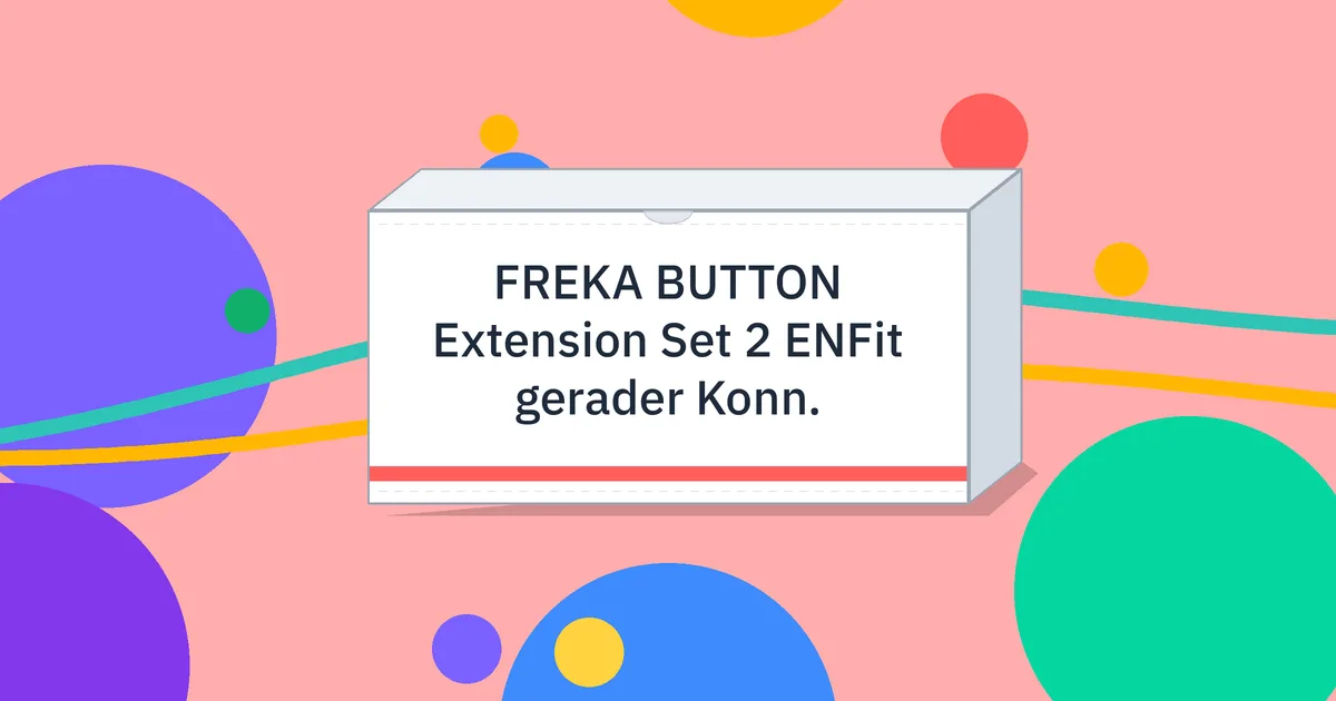 Symbolbild: Packung mit der Aufschrift FREKA BUTTON Extension Set 2 ENFit gerader Konn. (PZN 11345392) – Verfügbarkeit und Bezug in Apotheken in Frankfurt am Main