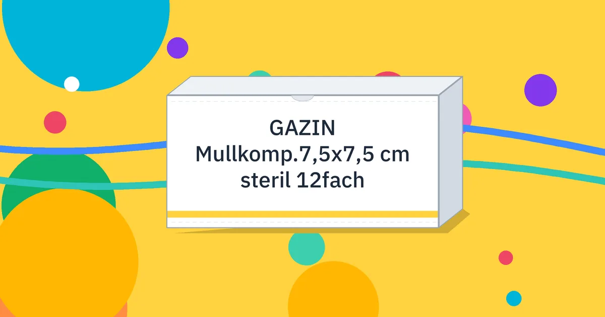 Symbolbild: Packung mit der Aufschrift GAZIN Mullkomp.7,5x7,5 cm steril 12fach (PZN 14444226) – Verfügbarkeit und Bezug in Apotheken in Frankfurt am Main