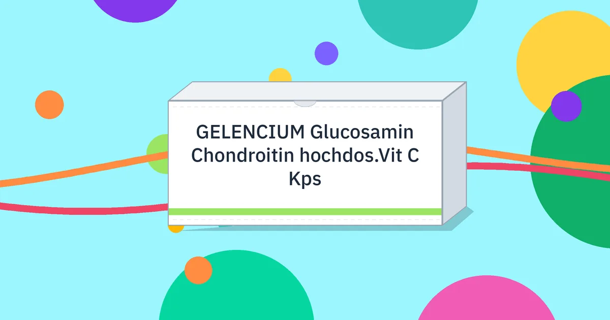 Symbolbild: Packung mit der Aufschrift GELENCIUM Glucosamin Chondroitin hochdos.Vit C Kps (PZN 19360273) – Verfügbarkeit und Bezug in Apotheken in Frankfurt am Main