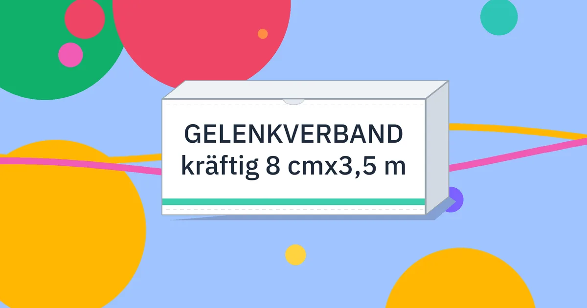 Symbolbild: Packung mit der Aufschrift GELENKVERBAND kräftig 8 cmx3,5 m (PZN 01721523) – Verfügbarkeit und Bezug in Apotheken in Frankfurt am Main