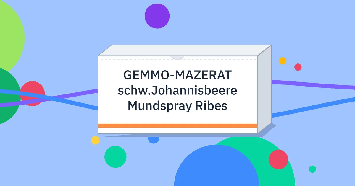 Symbolbild: Packung mit der Aufschrift GEMMO-MAZERAT schw.Johannisbeere Mundspray Ribes (PZN 19842316) – Verfügbarkeit und Bezug in Apotheken in Frankfurt am Main