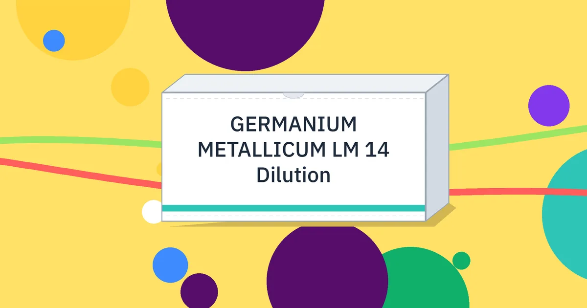 Symbolbild: Packung mit der Aufschrift GERMANIUM METALLICUM LM 14 Dilution (PZN 12877180) – Verfügbarkeit und Bezug in Apotheken in Frankfurt am Main