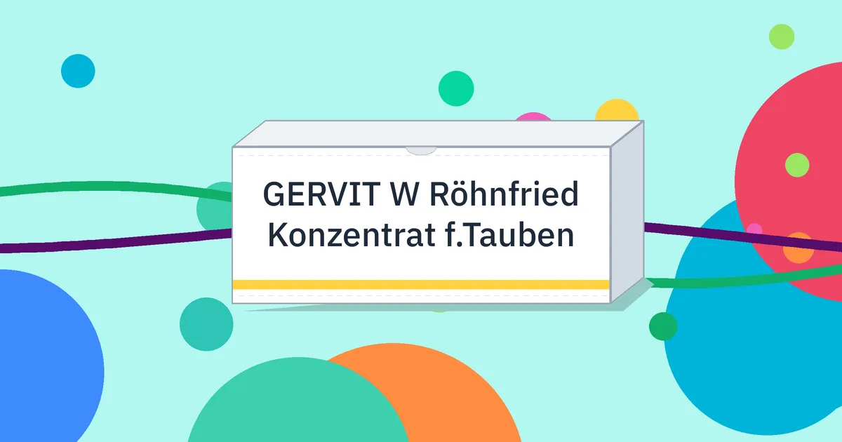 Symbolbild: Packung mit der Aufschrift GERVIT W Röhnfried Konzentrat f.Tauben (PZN 02703148) – Verfügbarkeit und Bezug in Apotheken in Frankfurt am Main