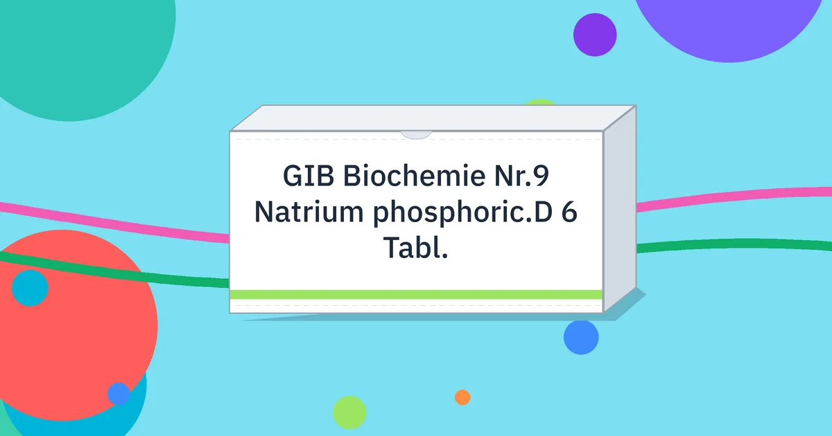 Symbolbild: Packung mit der Aufschrift GIB Biochemie Nr.9 Natrium phosphoric.D 6 Tabl. (PZN 08481565) – Verfügbarkeit und Bezug in Apotheken in Frankfurt am Main