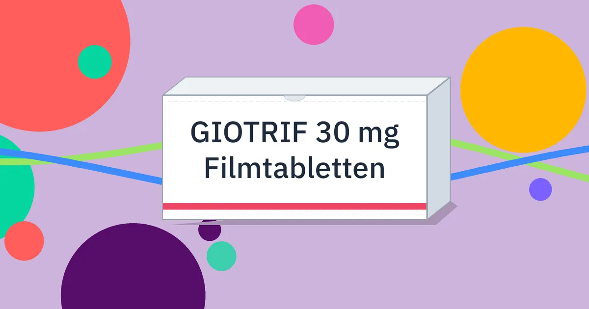 Symbolbild: Packung mit der Aufschrift GIOTRIF 30 mg Filmtabletten (PZN 11098137) – Verfügbarkeit und Bezug in Apotheken in Frankfurt am Main