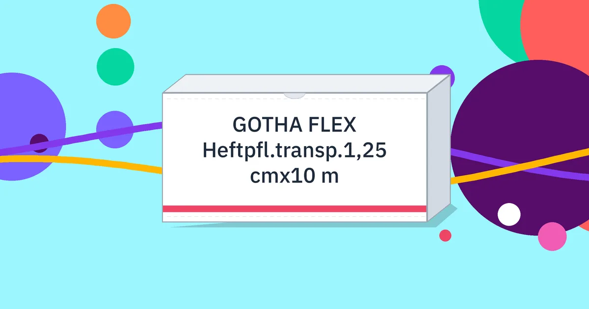 Symbolbild: Packung mit der Aufschrift GOTHA FLEX Heftpfl.transp.1,25 cmx10 m (PZN 06996590) – Verfügbarkeit und Bezug in Apotheken in Frankfurt am Main