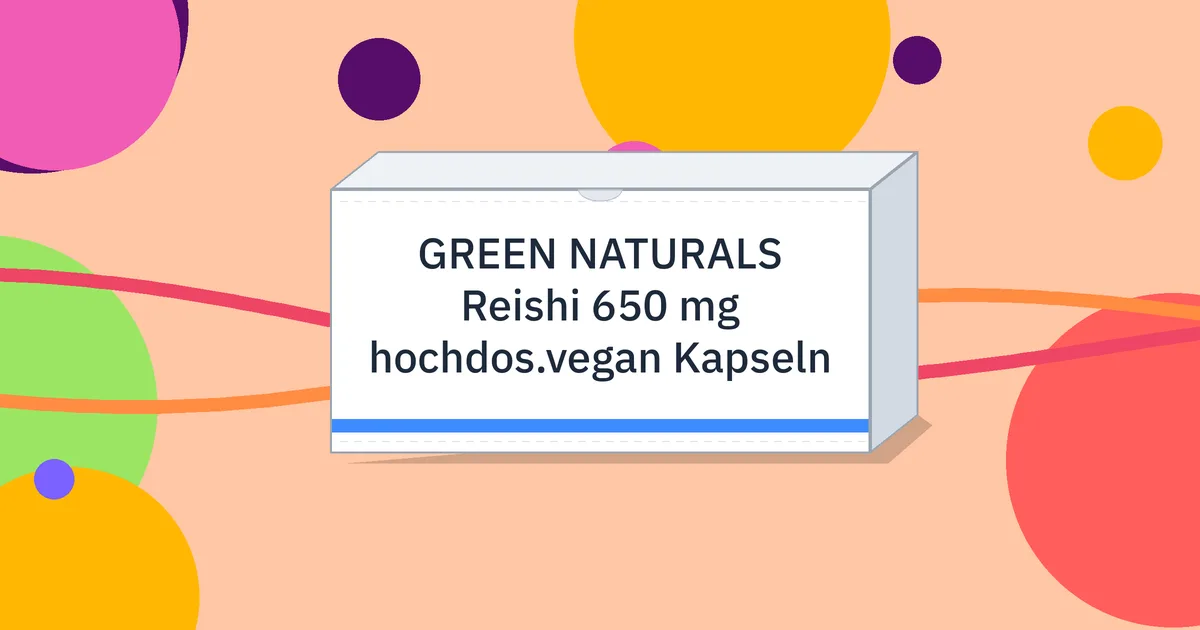 Symbolbild: Packung mit der Aufschrift GREEN NATURALS Reishi 650 mg hochdos.vegan Kapseln (PZN 18782724) – Verfügbarkeit und Bezug in Apotheken in Frankfurt am Main