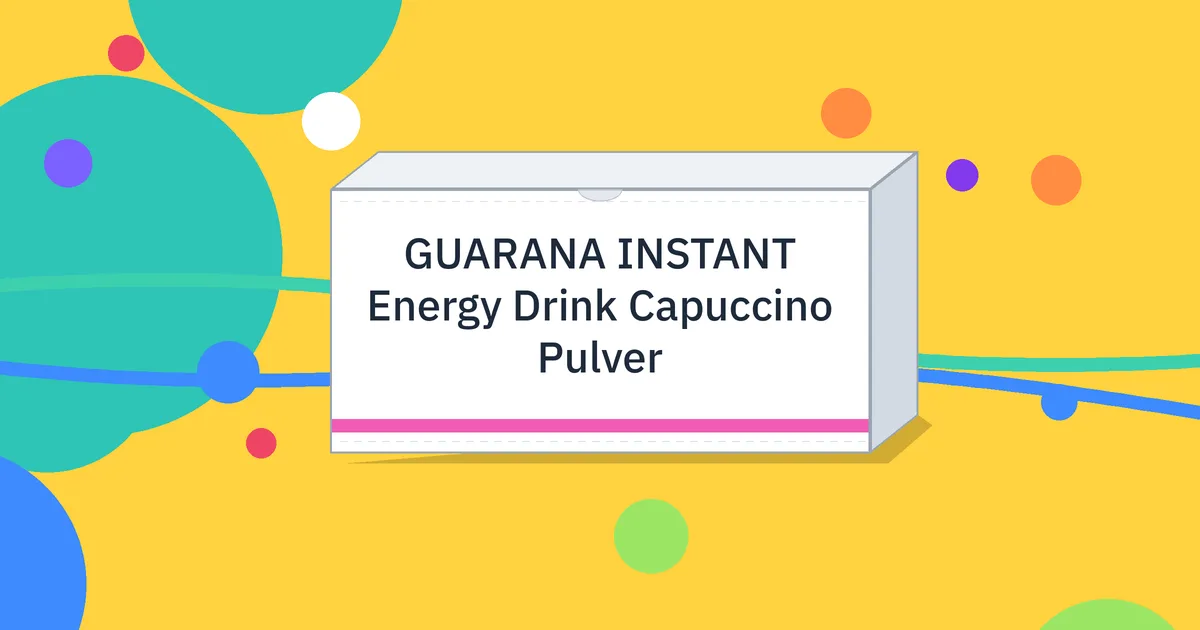 Symbolbild: Packung mit der Aufschrift GUARANA INSTANT Energy Drink Capuccino Pulver (PZN 04894715) – Verfügbarkeit und Bezug in Apotheken in Frankfurt am Main