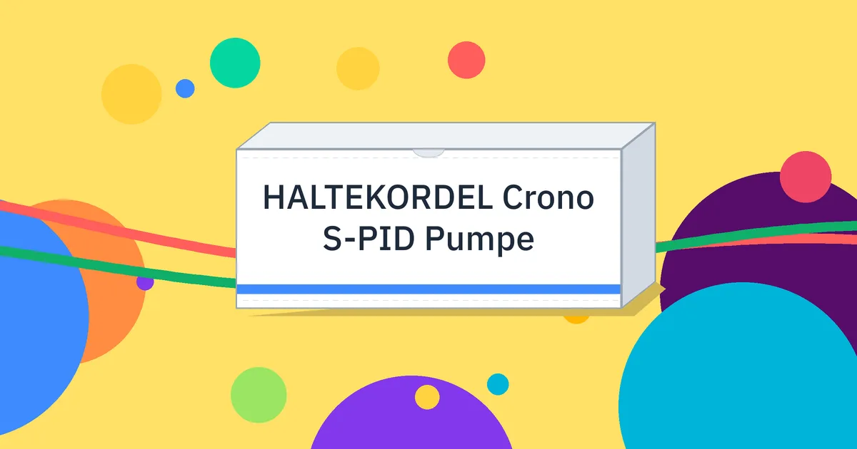 Symbolbild: Packung mit der Aufschrift HALTEKORDEL Crono S-PID Pumpe (PZN 17530245) – Verfügbarkeit und Bezug in Apotheken in Frankfurt am Main