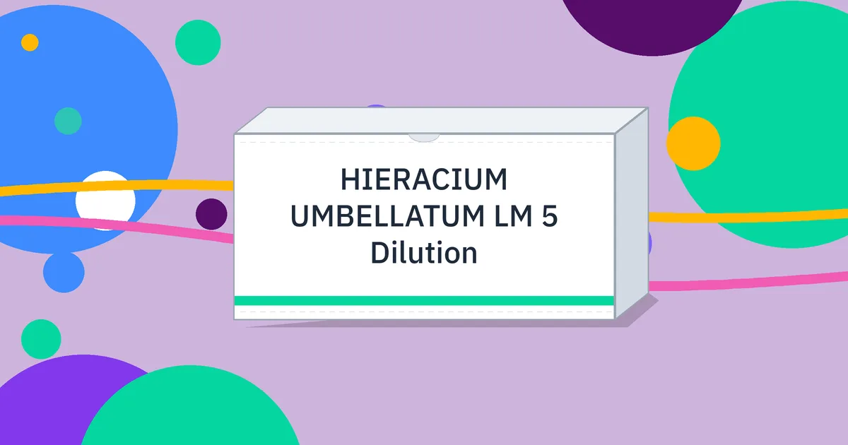 Symbolbild: Packung mit der Aufschrift HIERACIUM UMBELLATUM LM 5 Dilution (PZN 13553841) – Verfügbarkeit und Bezug in Apotheken in Frankfurt am Main