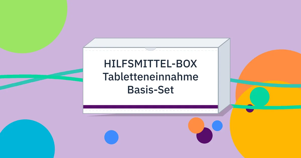 Symbolbild: Packung mit der Aufschrift HILFSMITTEL-BOX Tabletteneinnahme Basis-Set (PZN 14398638) – Verfügbarkeit und Bezug in Apotheken in Frankfurt am Main
