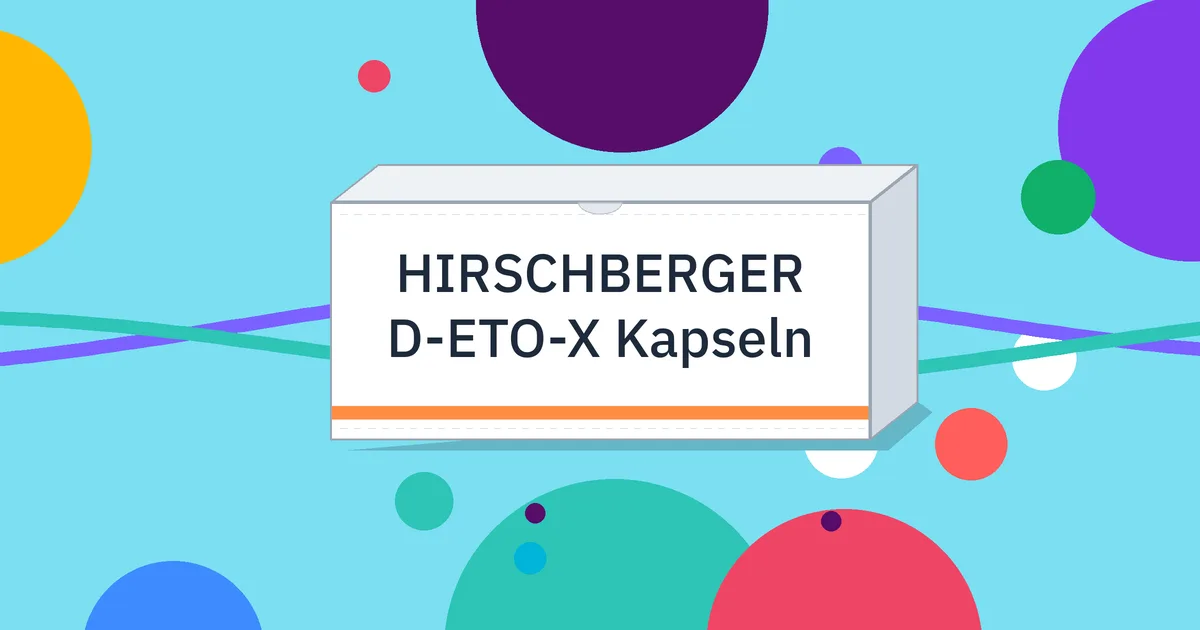 Symbolbild: Packung mit der Aufschrift HIRSCHBERGER D-ETO-X Kapseln (PZN 16827492) – Verfügbarkeit und Bezug in Apotheken in Frankfurt am Main
