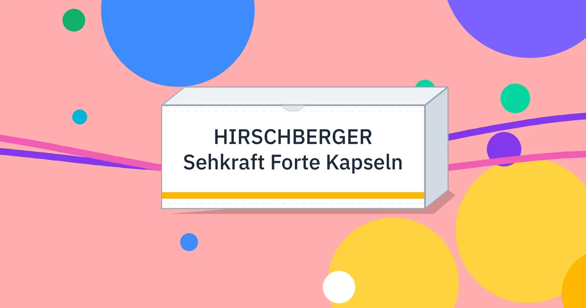 Symbolbild: Packung mit der Aufschrift HIRSCHBERGER Sehkraft Forte Kapseln (PZN 16150718) – Verfügbarkeit und Bezug in Apotheken in Frankfurt am Main