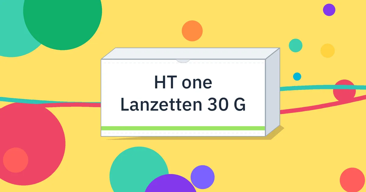 Symbolbild: Packung mit der Aufschrift HT one Lanzetten 30 G (PZN 10541895) – Verfügbarkeit und Bezug in Apotheken in Frankfurt am Main