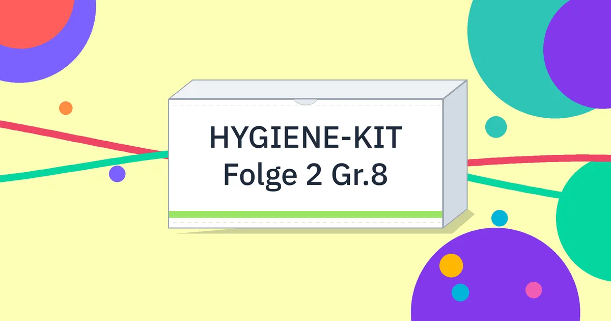Symbolbild: Packung mit der Aufschrift HYGIENE-KIT Folge 2 Gr.8 (PZN 17443658) – Verfügbarkeit und Bezug in Apotheken in Frankfurt am Main