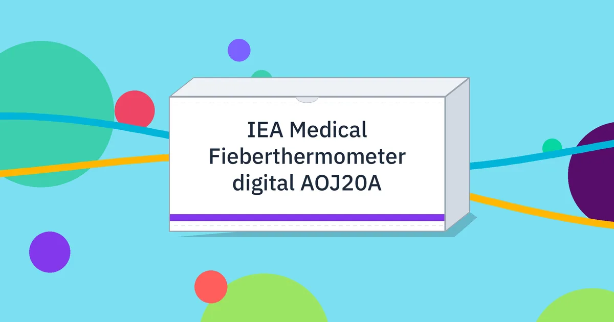 Symbolbild: Packung mit der Aufschrift IEA Medical Fieberthermometer digital AOJ20A (PZN 19802185) – Verfügbarkeit und Bezug in Apotheken in Frankfurt am Main