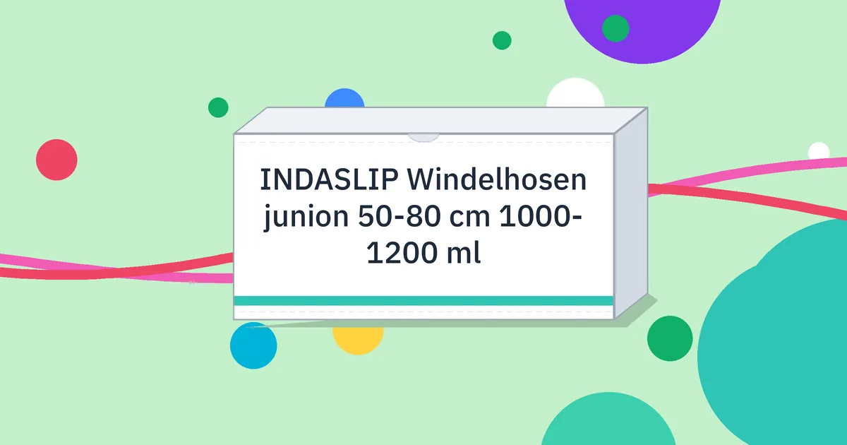 Symbolbild: Packung mit der Aufschrift INDASLIP Windelhosen junion 50-80 cm 1000-1200 ml (PZN 09922474) – Verfügbarkeit und Bezug in Apotheken in Frankfurt am Main