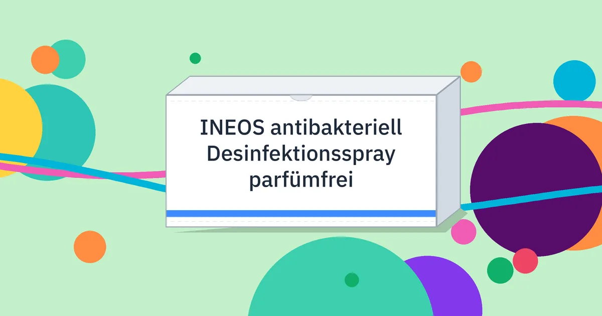 Symbolbild: Packung mit der Aufschrift INEOS antibakteriell Desinfektionsspray parfümfrei (PZN 19231736) – Verfügbarkeit und Bezug in Apotheken in Frankfurt am Main