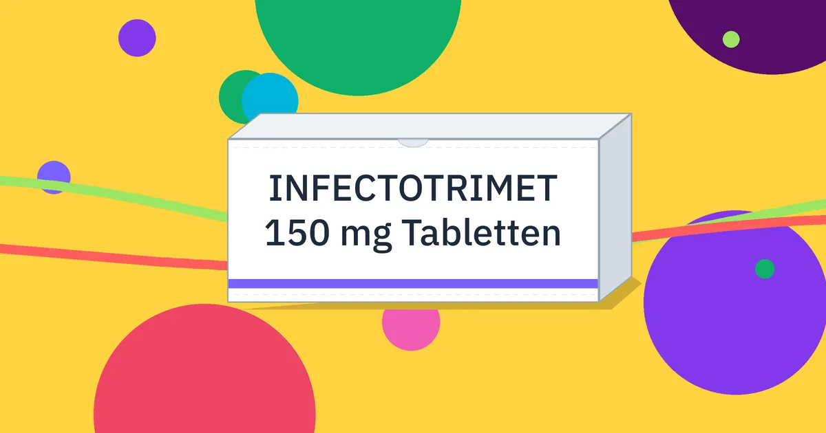 Symbolbild: Packung mit der Aufschrift INFECTOTRIMET 150 mg Tabletten (PZN 02736113) – Verfügbarkeit und Bezug in Apotheken in Frankfurt am Main