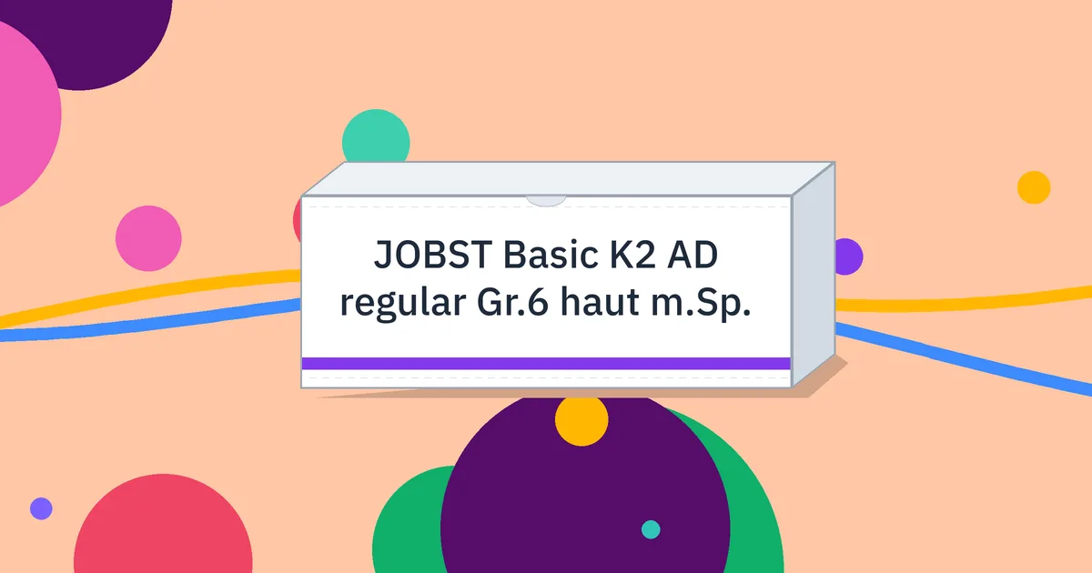 Symbolbild: Packung mit der Aufschrift JOBST Basic K2 AD regular Gr.6 haut m.Sp. (PZN 13060110) – Verfügbarkeit und Bezug in Apotheken in Frankfurt am Main