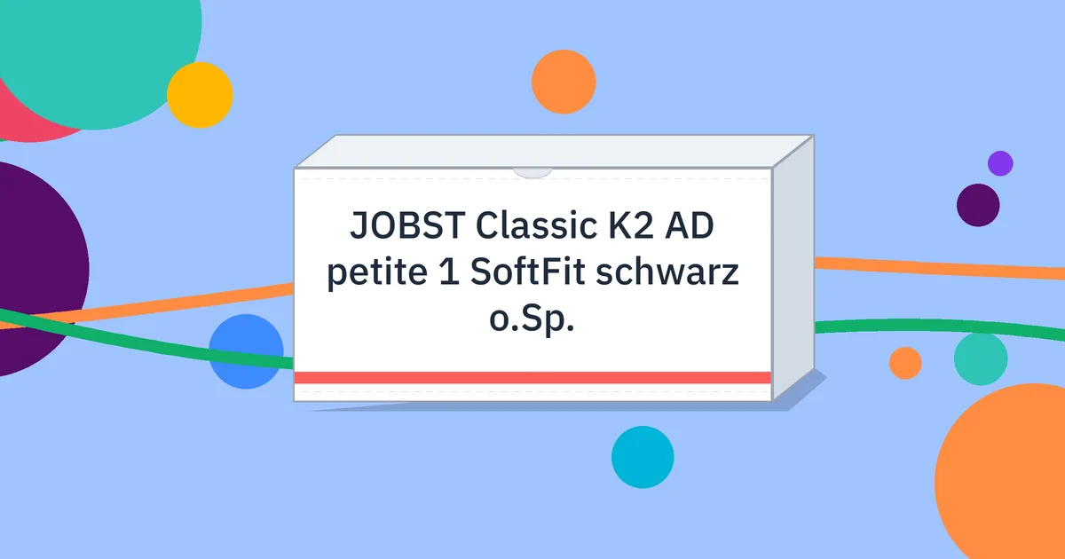 Symbolbild: Packung mit der Aufschrift JOBST Classic K2 AD petite 1 SoftFit schwarz o.Sp. (PZN 14222477) – Verfügbarkeit und Bezug in Apotheken in Frankfurt am Main
