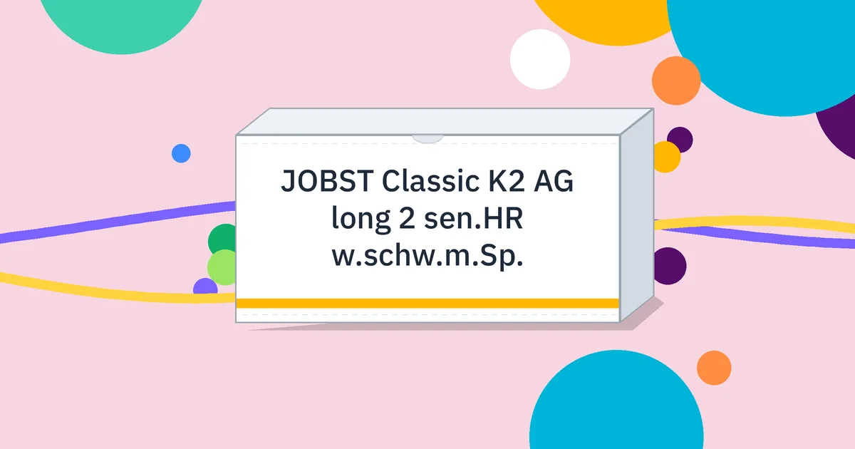 Symbolbild: Packung mit der Aufschrift JOBST Classic K2 AG long 2 sen.HR w.schw.m.Sp. (PZN 17959818) – Verfügbarkeit und Bezug in Apotheken in Frankfurt am Main