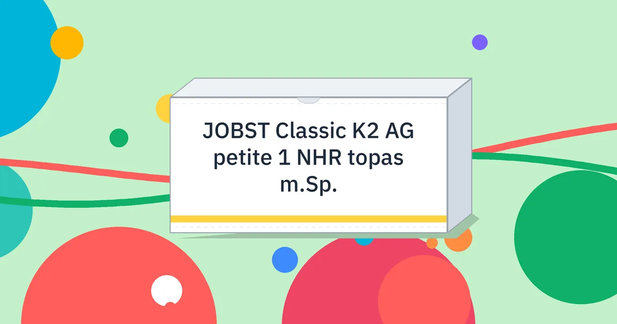 Symbolbild: Packung mit der Aufschrift JOBST Classic K2 AG petite 1 NHR topas m.Sp. (PZN 13063002) – Verfügbarkeit und Bezug in Apotheken in Frankfurt am Main