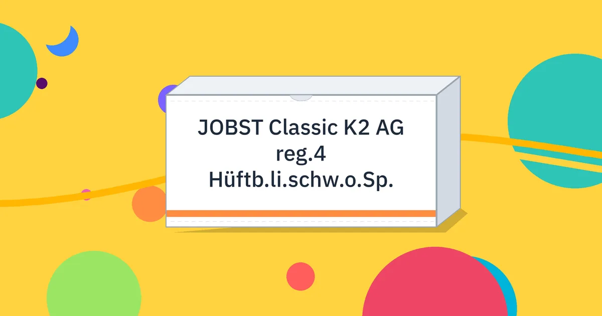Symbolbild: Packung mit der Aufschrift JOBST Classic K2 AG reg.4 Hüftb.li.schw.o.Sp. (PZN 13066265) – Verfügbarkeit und Bezug in Apotheken in Frankfurt am Main