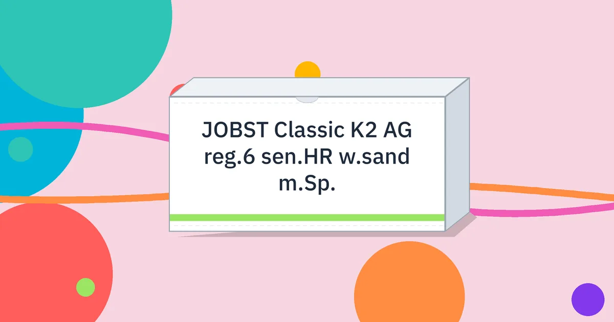 Symbolbild: Packung mit der Aufschrift JOBST Classic K2 AG reg.6 sen.HR w.sand m.Sp. (PZN 17960997) – Verfügbarkeit und Bezug in Apotheken in Frankfurt am Main
