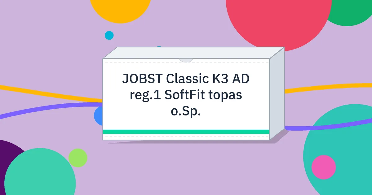 Symbolbild: Packung mit der Aufschrift JOBST Classic K3 AD reg.1 SoftFit topas o.Sp. (PZN 14224074) – Verfügbarkeit und Bezug in Apotheken in Frankfurt am Main