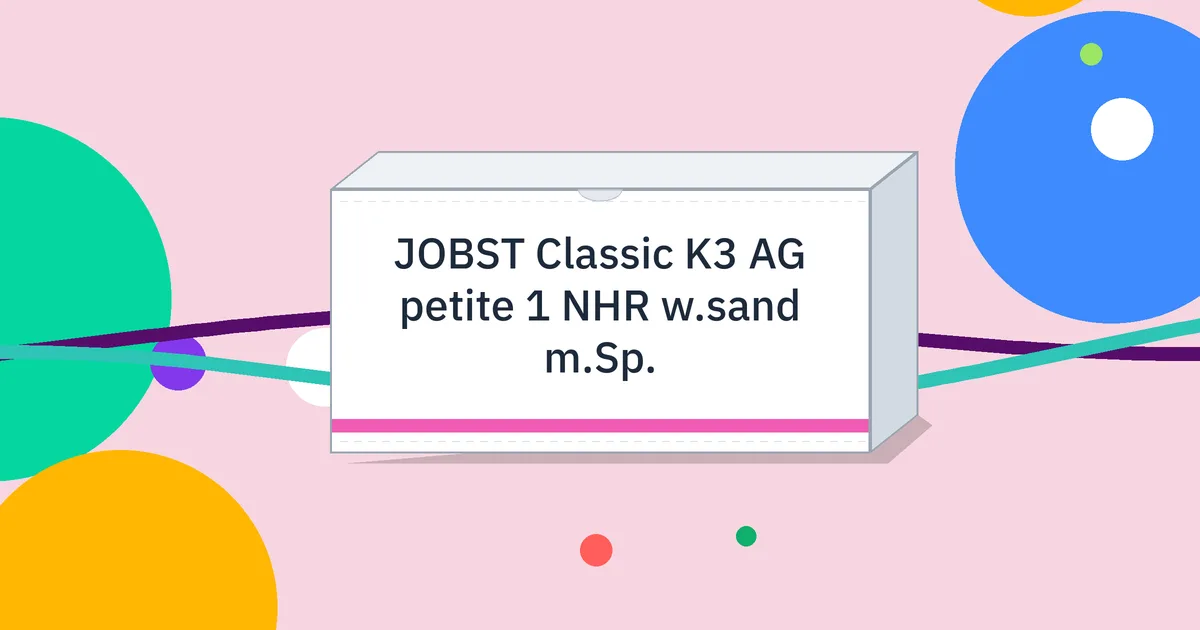 Symbolbild: Packung mit der Aufschrift JOBST Classic K3 AG petite 1 NHR w.sand m.Sp. (PZN 13072745) – Verfügbarkeit und Bezug in Apotheken in Frankfurt am Main
