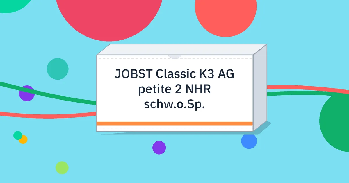 Symbolbild: Packung mit der Aufschrift JOBST Classic K3 AG petite 2 NHR schw.o.Sp. (PZN 13072981) – Verfügbarkeit und Bezug in Apotheken in Frankfurt am Main