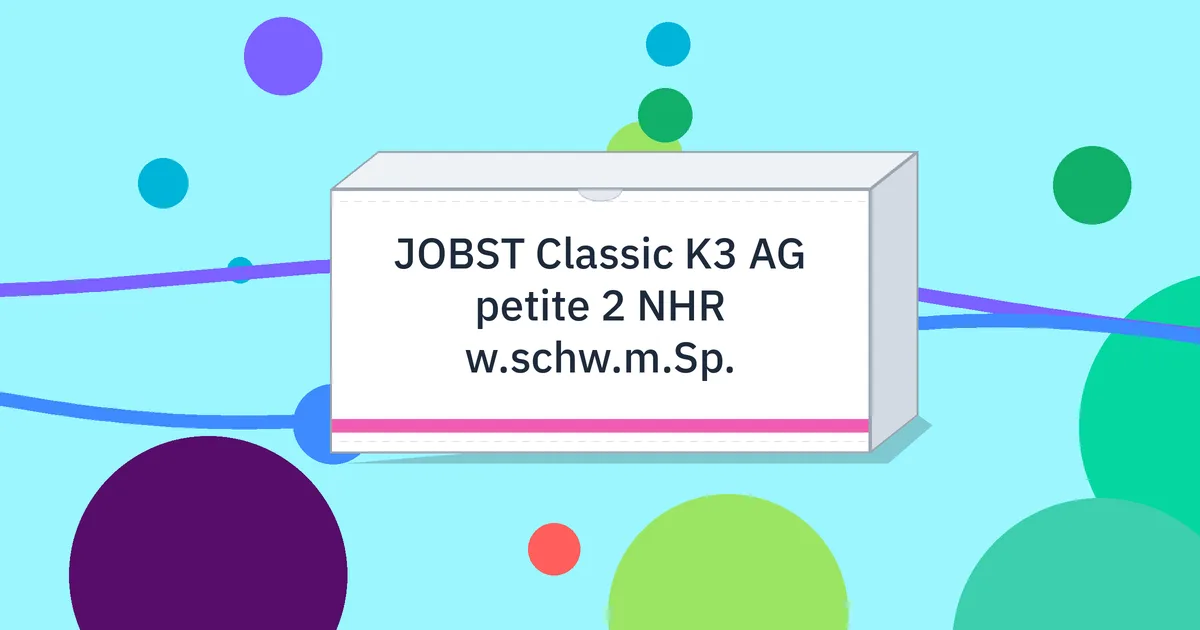 Symbolbild: Packung mit der Aufschrift JOBST Classic K3 AG petite 2 NHR w.schw.m.Sp. (PZN 13072840) – Verfügbarkeit und Bezug in Apotheken in Frankfurt am Main