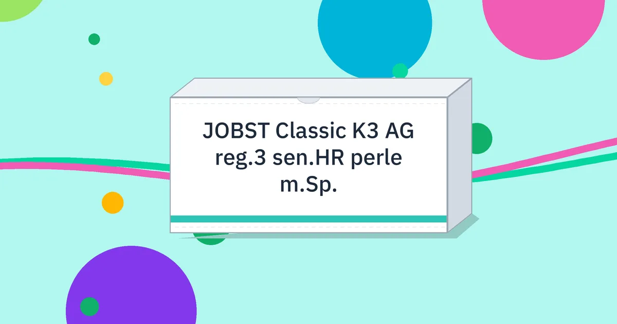 Symbolbild: Packung mit der Aufschrift JOBST Classic K3 AG reg.3 sen.HR perle m.Sp. (PZN 17957239) – Verfügbarkeit und Bezug in Apotheken in Frankfurt am Main