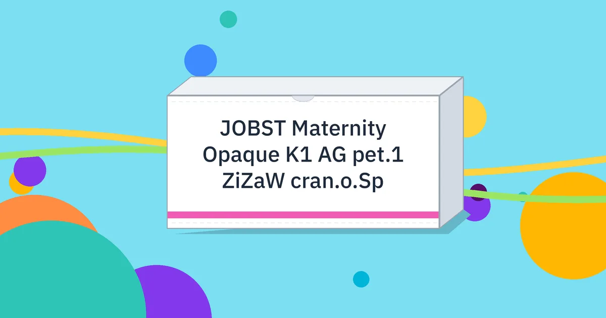 Symbolbild: Packung mit der Aufschrift JOBST Maternity Opaque K1 AG pet.1 ZiZaW cran.o.Sp (PZN 15857344) – Verfügbarkeit und Bezug in Apotheken in Frankfurt am Main