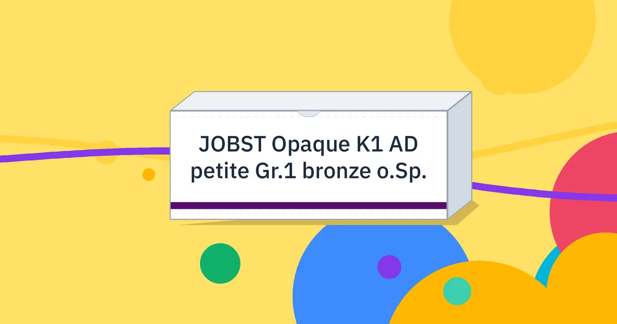 Symbolbild: Packung mit der Aufschrift JOBST Opaque K1 AD petite Gr.1 bronze o.Sp. (PZN 13079753) – Verfügbarkeit und Bezug in Apotheken in Frankfurt am Main