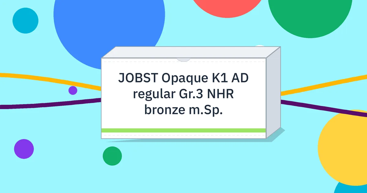 Symbolbild: Packung mit der Aufschrift JOBST Opaque K1 AD regular Gr.3 NHR bronze m.Sp. (PZN 13081106) – Verfügbarkeit und Bezug in Apotheken in Frankfurt am Main