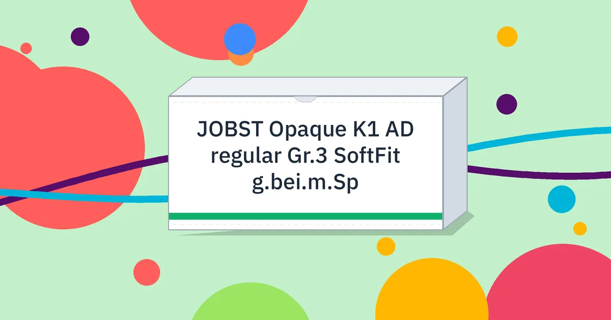 Symbolbild: Packung mit der Aufschrift JOBST Opaque K1 AD regular Gr.3 SoftFit g.bei.m.Sp (PZN 16262819) – Verfügbarkeit und Bezug in Apotheken in Frankfurt am Main