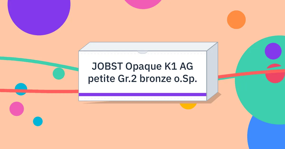 Symbolbild: Packung mit der Aufschrift JOBST Opaque K1 AG petite Gr.2 bronze o.Sp. (PZN 13087184) – Verfügbarkeit und Bezug in Apotheken in Frankfurt am Main