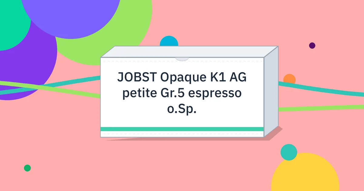 Symbolbild: Packung mit der Aufschrift JOBST Opaque K1 AG petite Gr.5 espresso o.Sp. (PZN 16270658) – Verfügbarkeit und Bezug in Apotheken in Frankfurt am Main